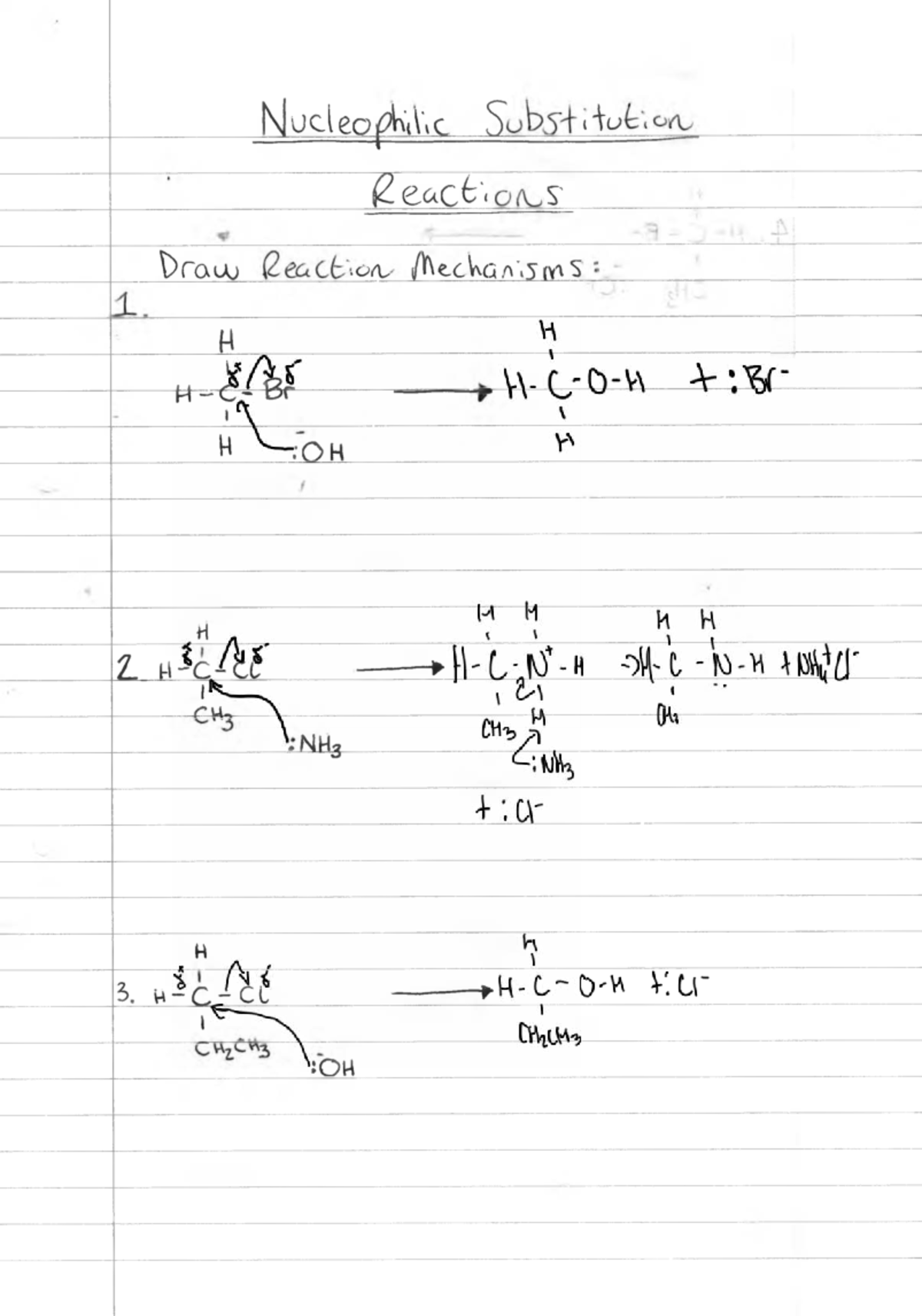 Nucleophilic substitution questions - NJucl eofo I 'C S ' j o £ e a c t'