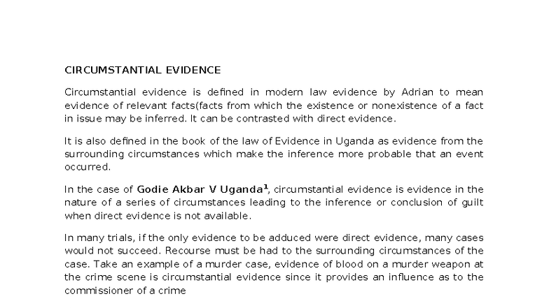 Circumstantial Evidence - CIRCUMSTANTIAL EVIDENCE Circumstantial ...