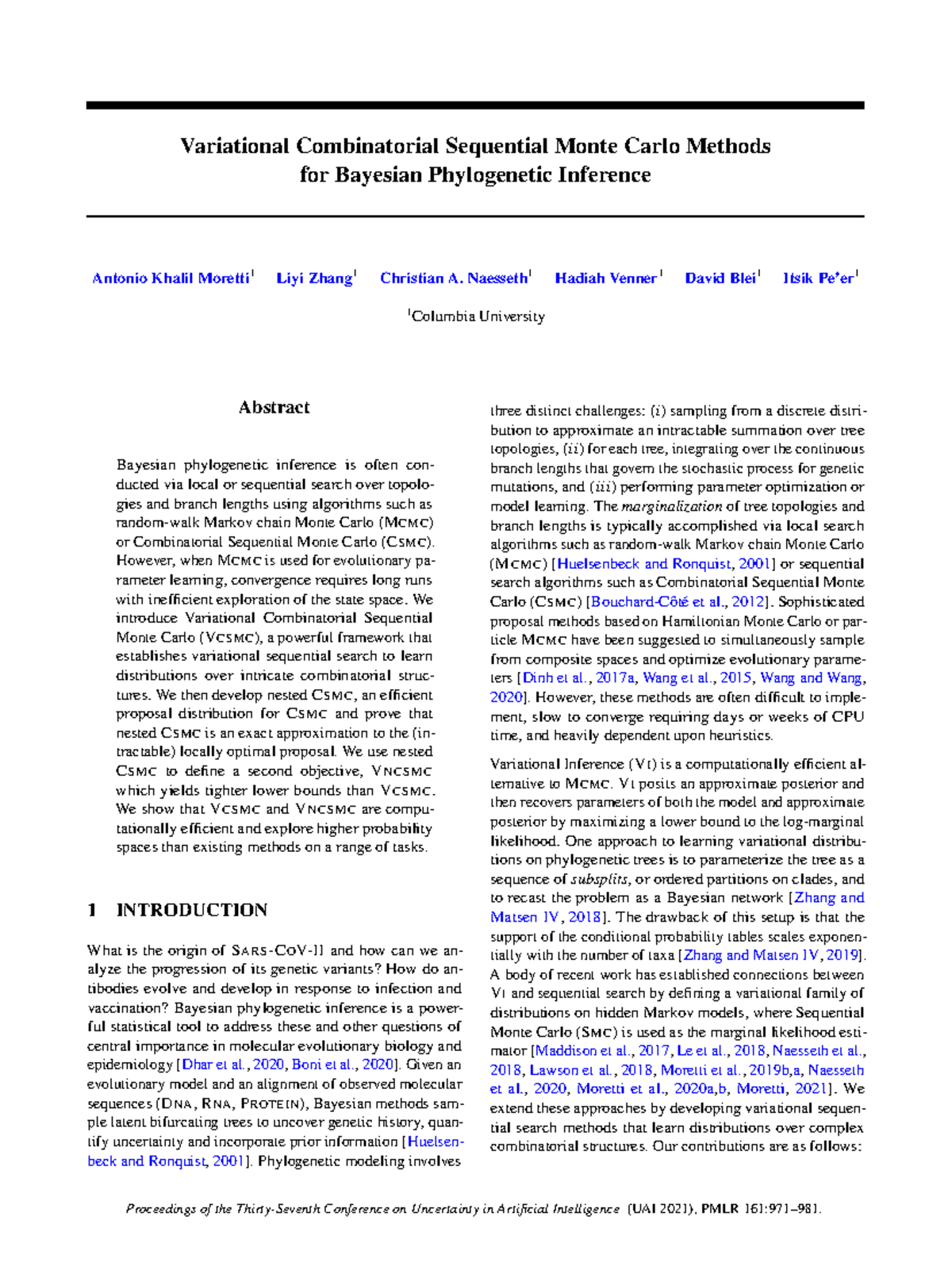 Variational Combinatorial Sequential Monte Carlo Methods for Bayesian ...