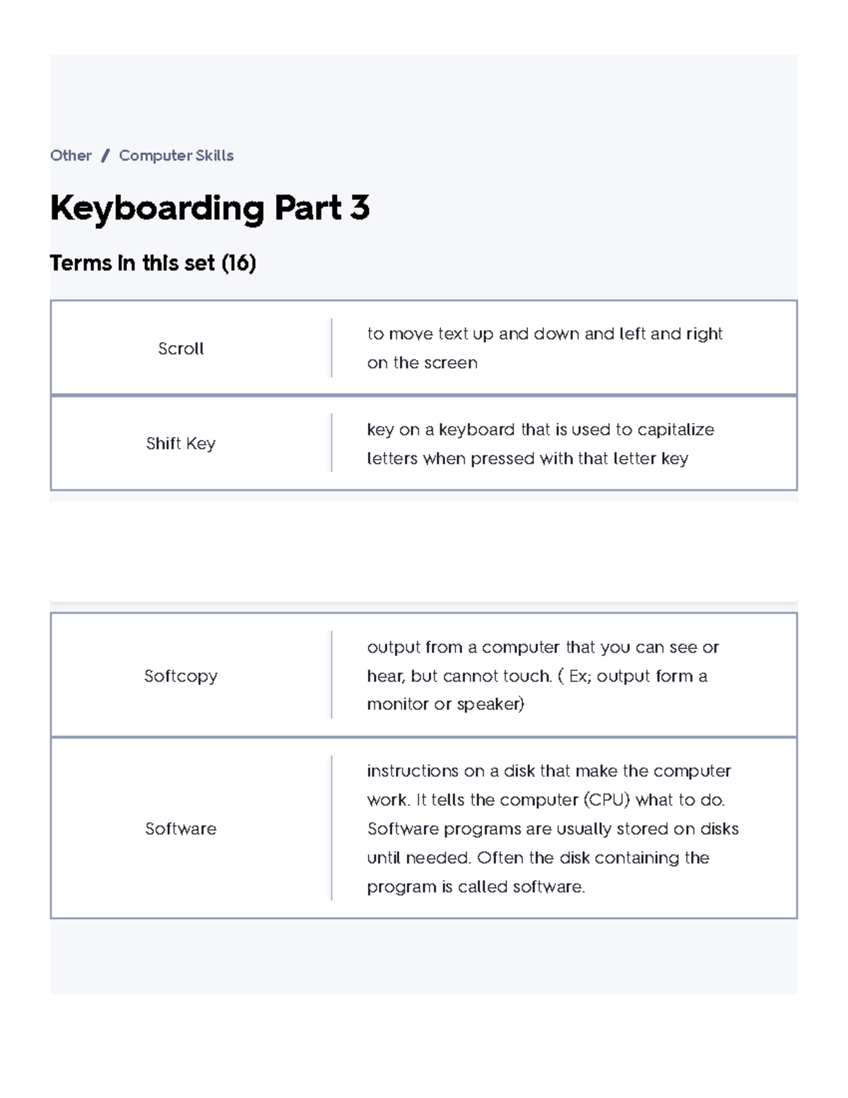 Keyboarding Part 3 Quizlet Flashcards for Computer Skills - Studocu