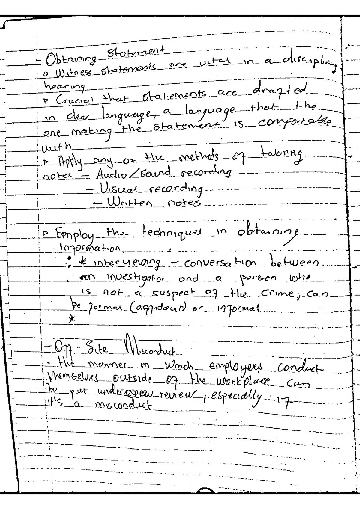 Obtaining Witness Statements for Disciplinary Hearings - Studocu