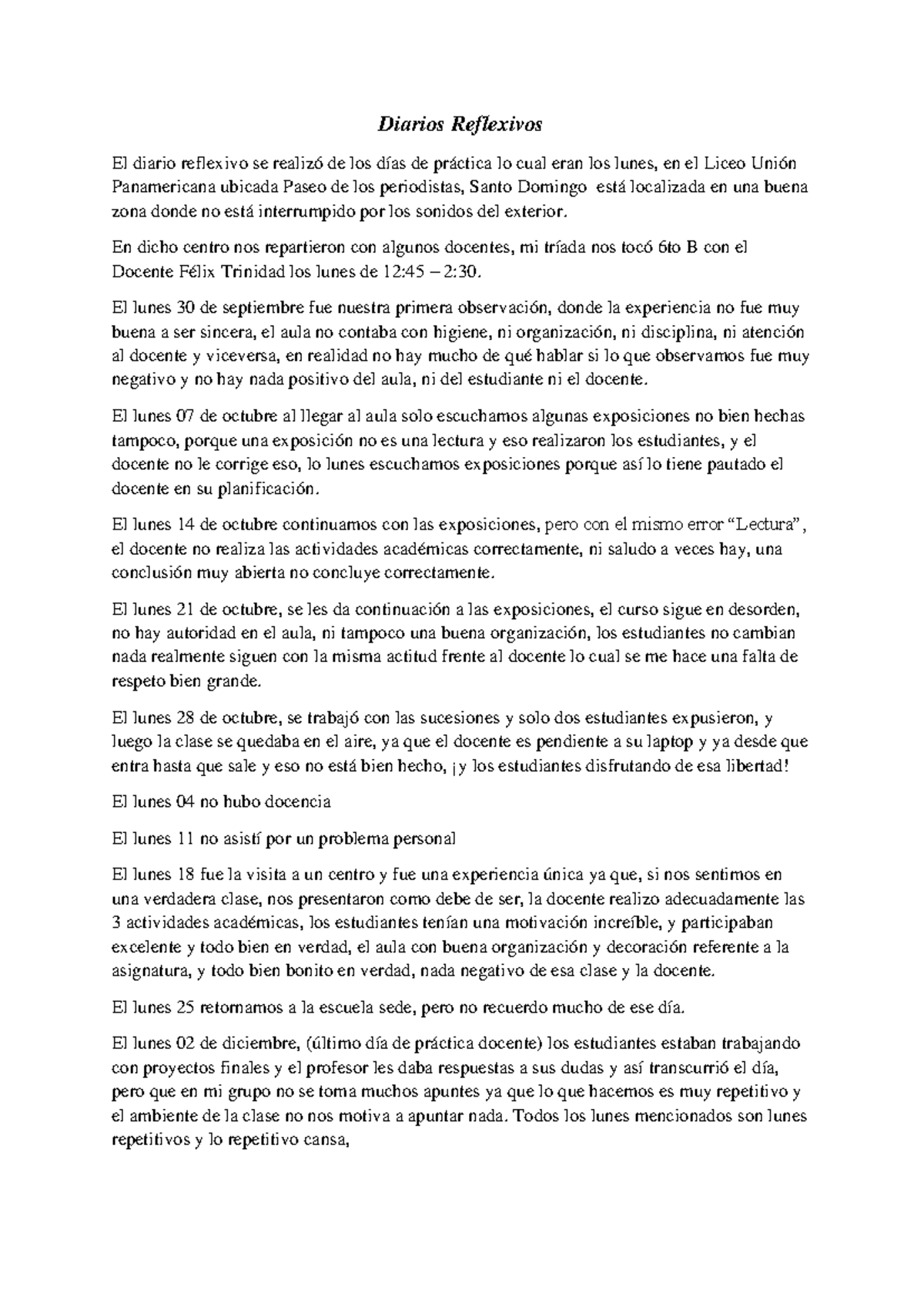 Diarios Reflexivos - vfggg - Diarios Reflexivos El diario reflexivo se ...