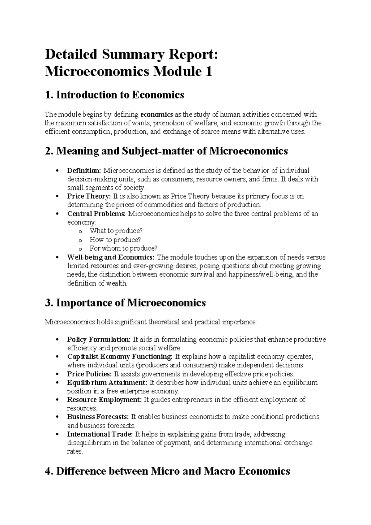 Business Economics Summary: Microeconomics Module 1-5 Overview - Studocu