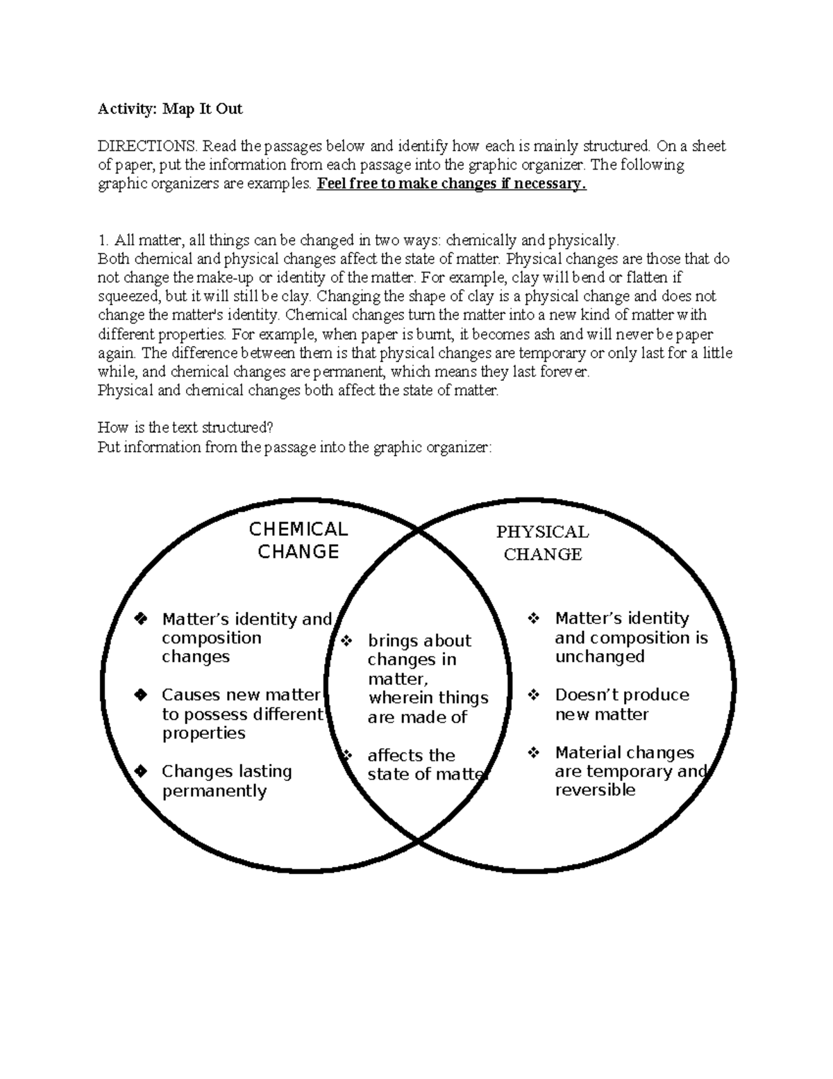 Map It Out Activity for EAPP: Understanding Matter Changes - Studocu