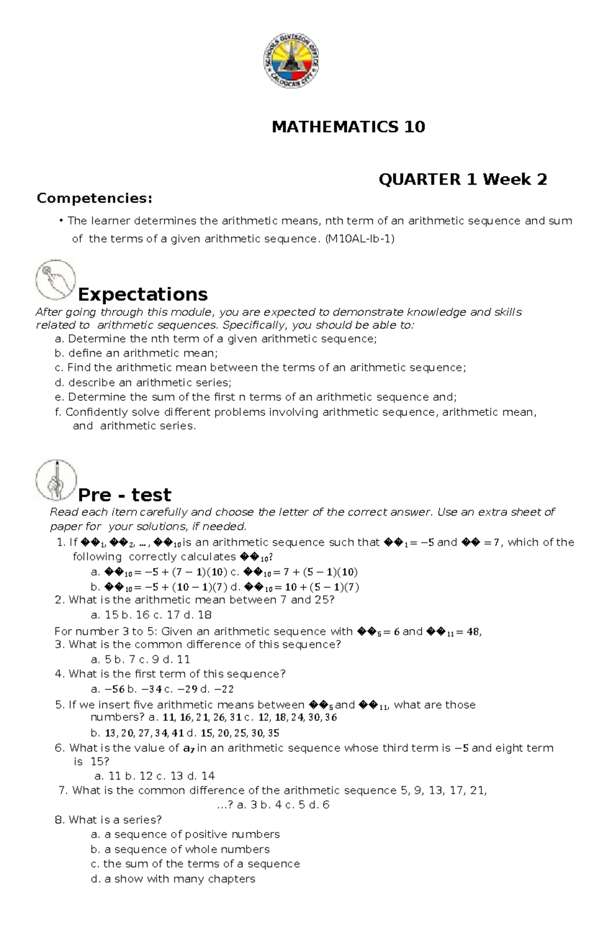 Math 10 Q1 Week 2 - helpful use it - MATHEMATICS 10 QUARTER 1 Week 2 ...