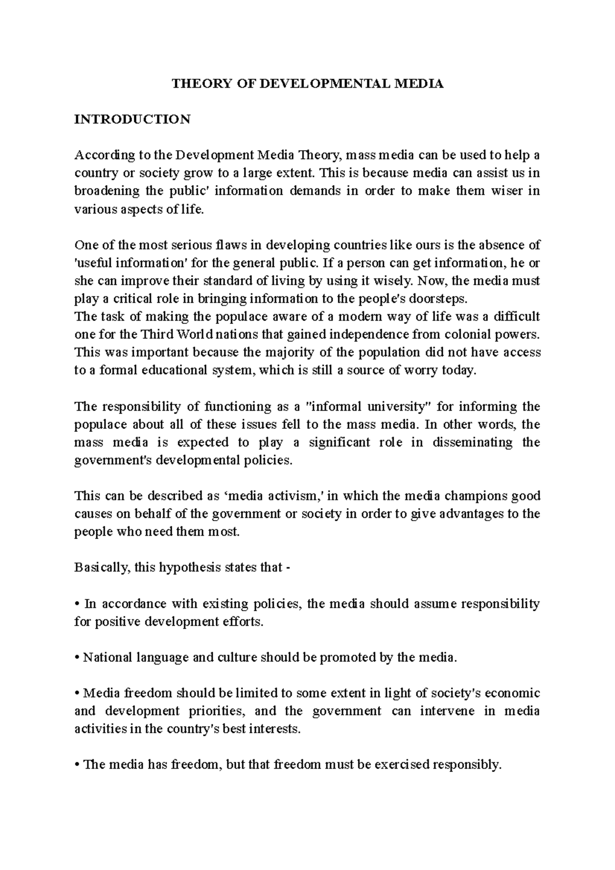 Theory of Developmental Media: Key Concepts & Applications - Studocu