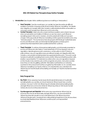 ENG 190 - Assignment 3 - ENG 190 Module Three Assignment Project Draft Part One: Collection of ...