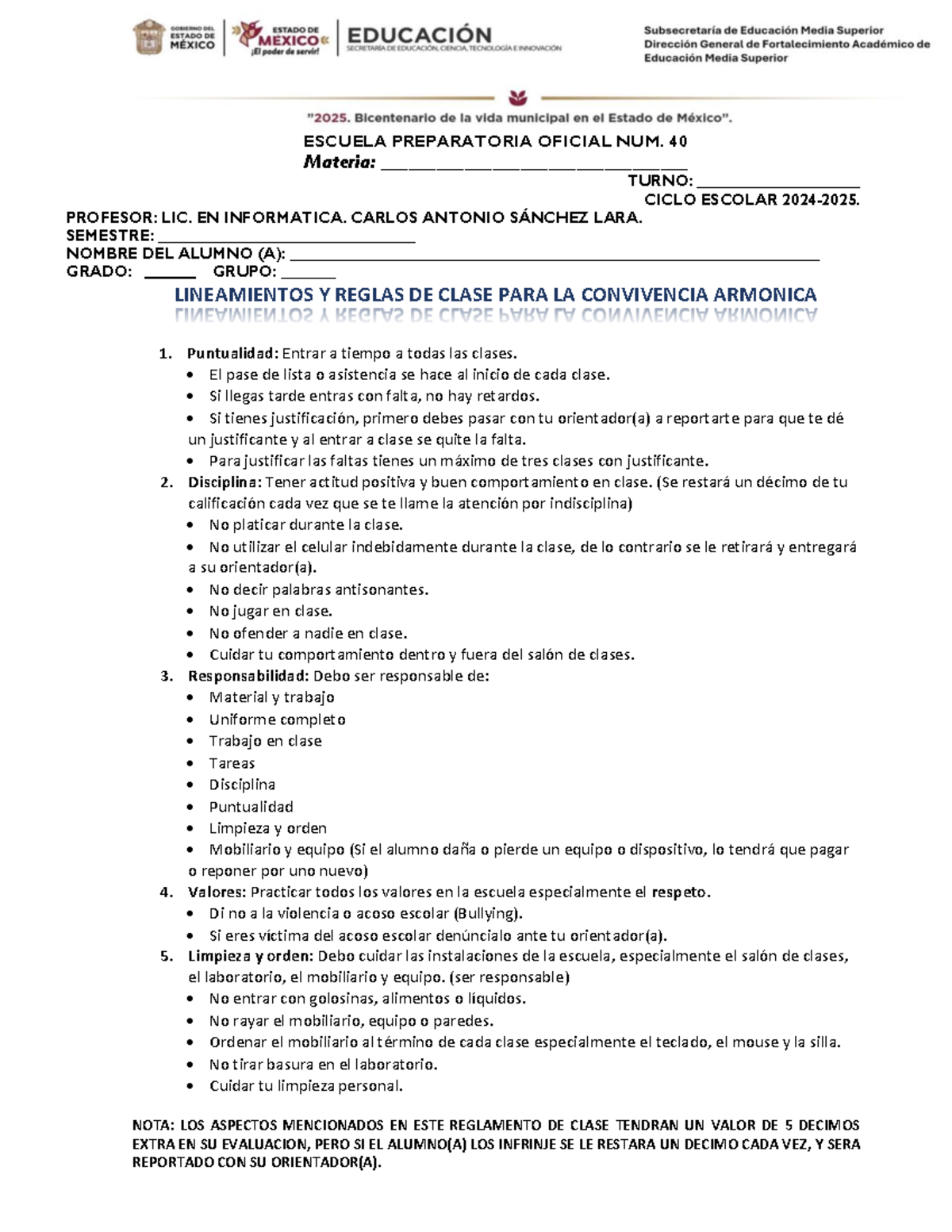 Lineamientos y Reglas de Clase: Gestión de Archivos - 3ER SEM 2025 ...