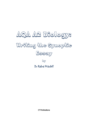 Full essays for A-level Biology AQA Paper 3 - C100 - Salford - Studocu