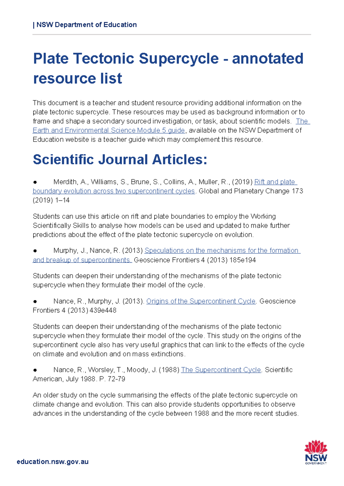 Biology EES12 Module 5: Plate Tectonic Supercycle Resources - Studocu