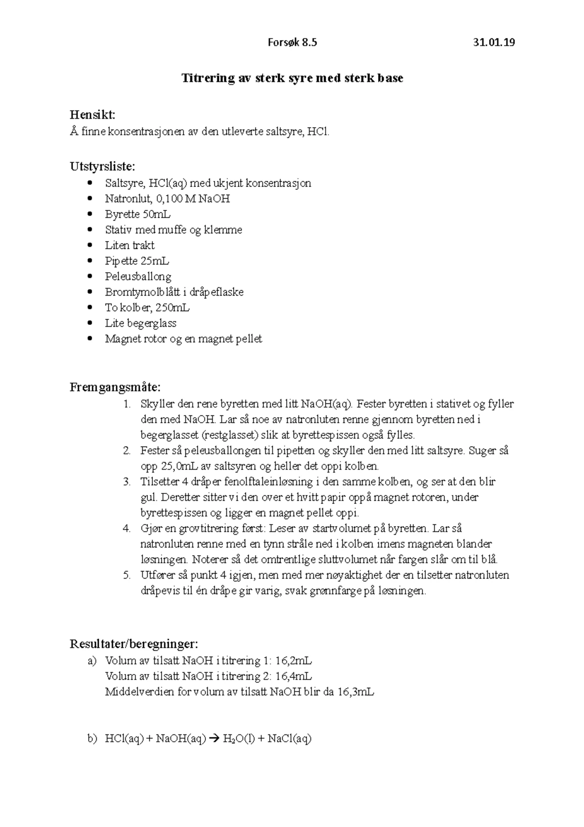 Formelhefte for Eksamen i REA3012 Kjemi 2 - Studocu