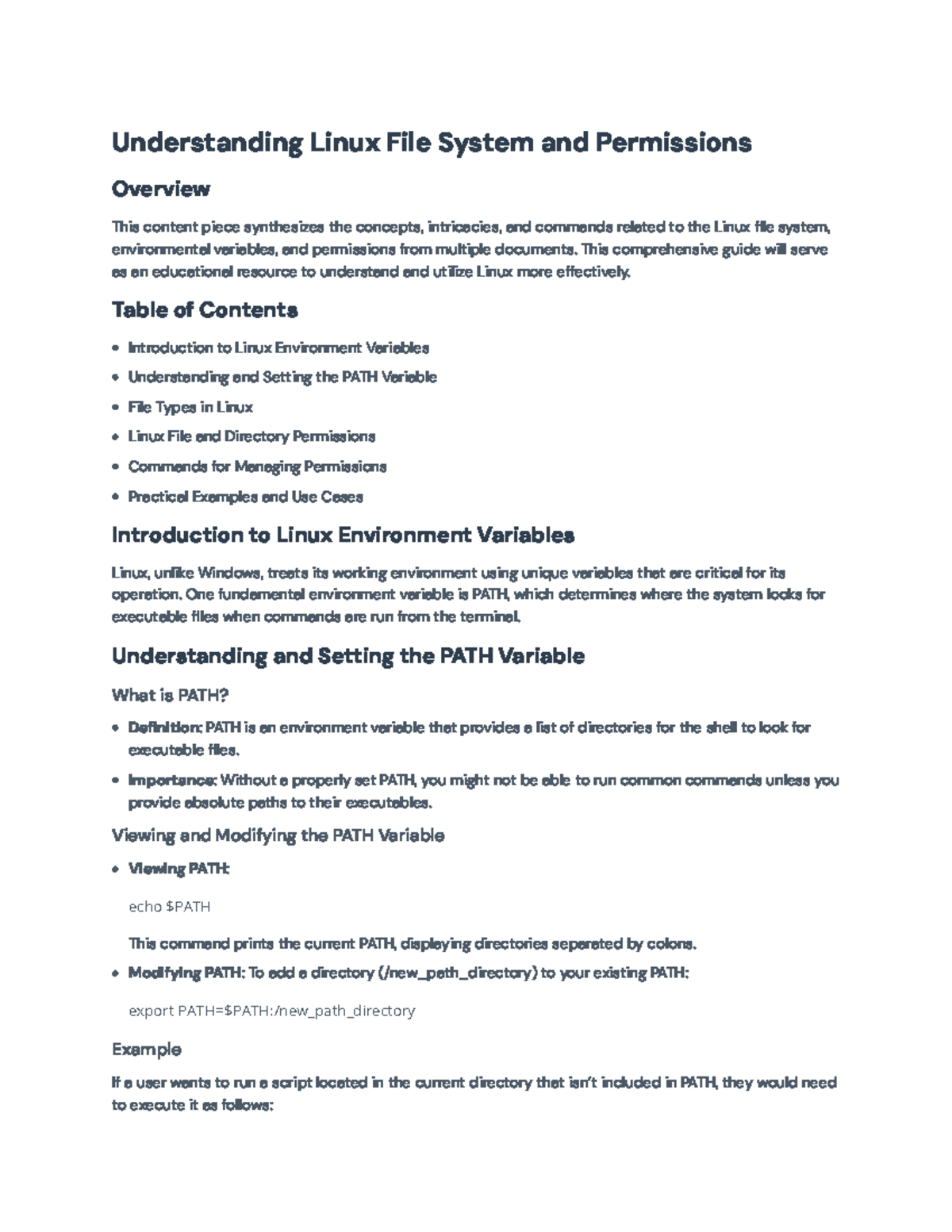 Linux File System, Permissions, and Environment Variables Guide ...