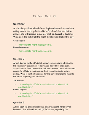 HESI PN EXIT EXAM V2 - Notes - PN HESI Exit V The LPN/LVN is preparing ...
