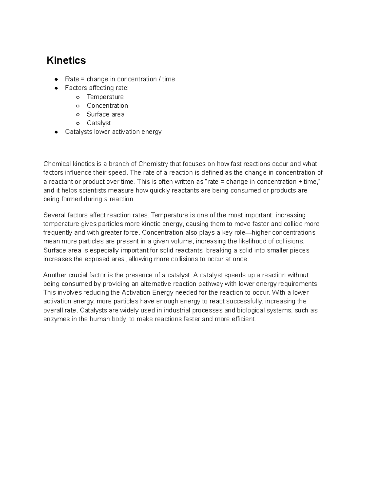 Kinetics (CHEM101) - Factors Affecting Reaction Rates and Catalysts ...