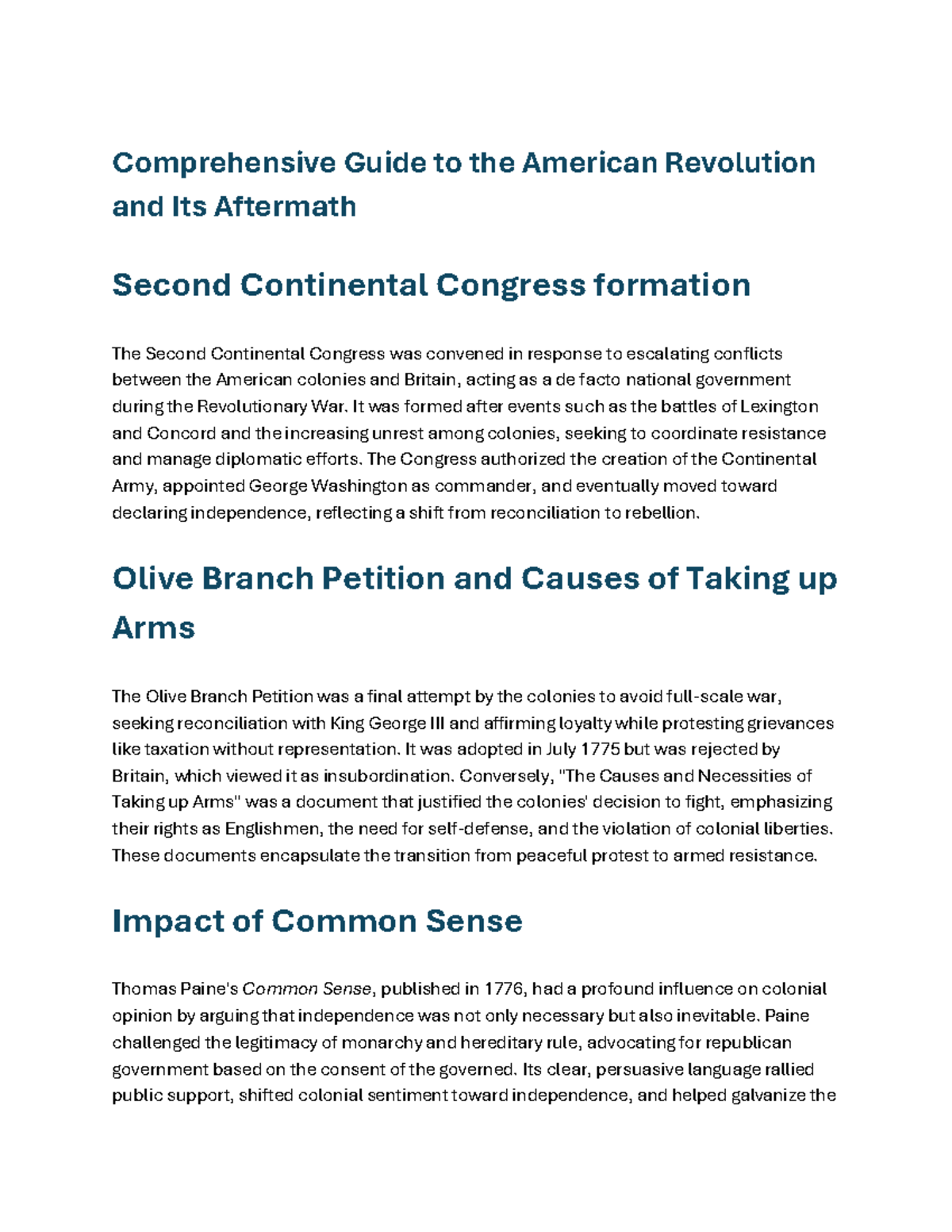 Comprehensive Overview of the American Revolution (HIST-101) - Studocu