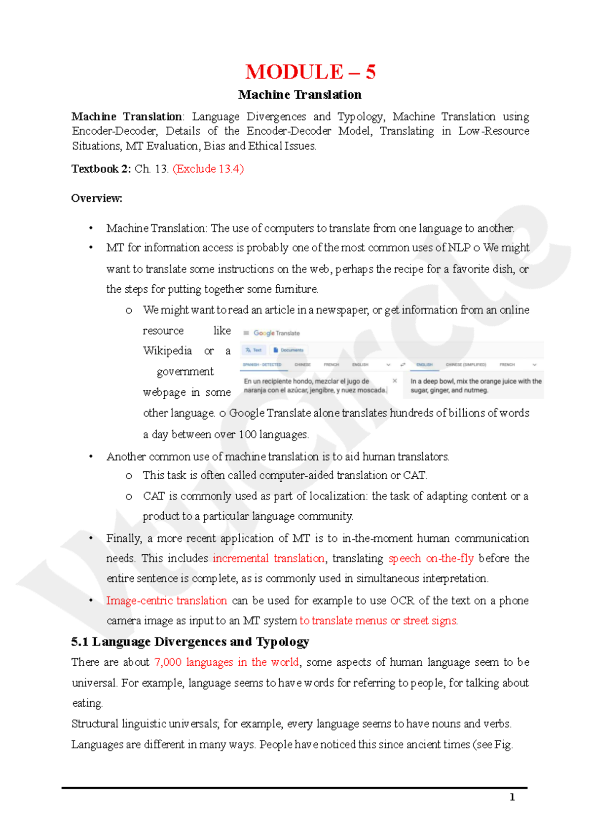 BAI601 Module 5: Machine Translation - Language Divergences ...