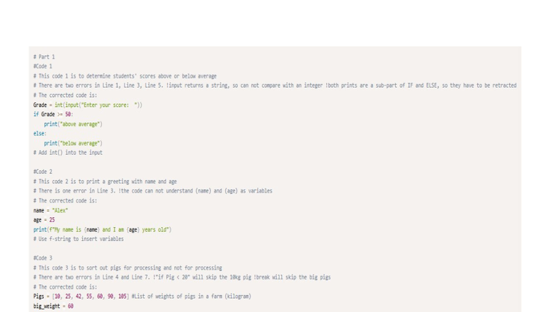 Python Programming Errors and Corrections - Doc1 - Studocu