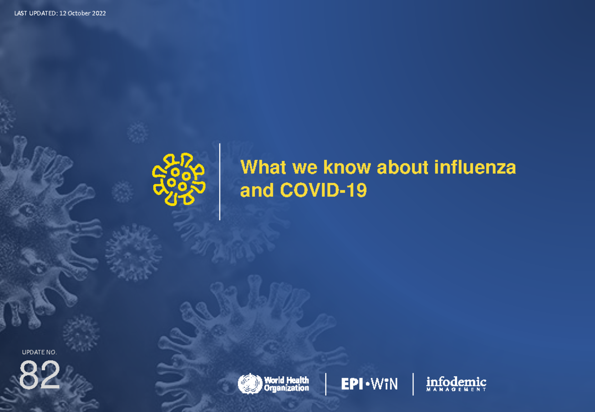 EPI-WIN Update No. 82: Insights on Influenza and COVID-19 - Studocu