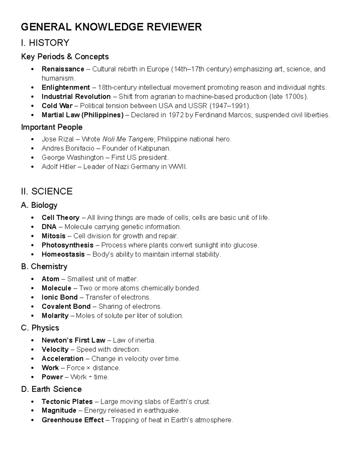 Quiz-bee Reviewer: General Knowledge & Accounting Insights - Studocu