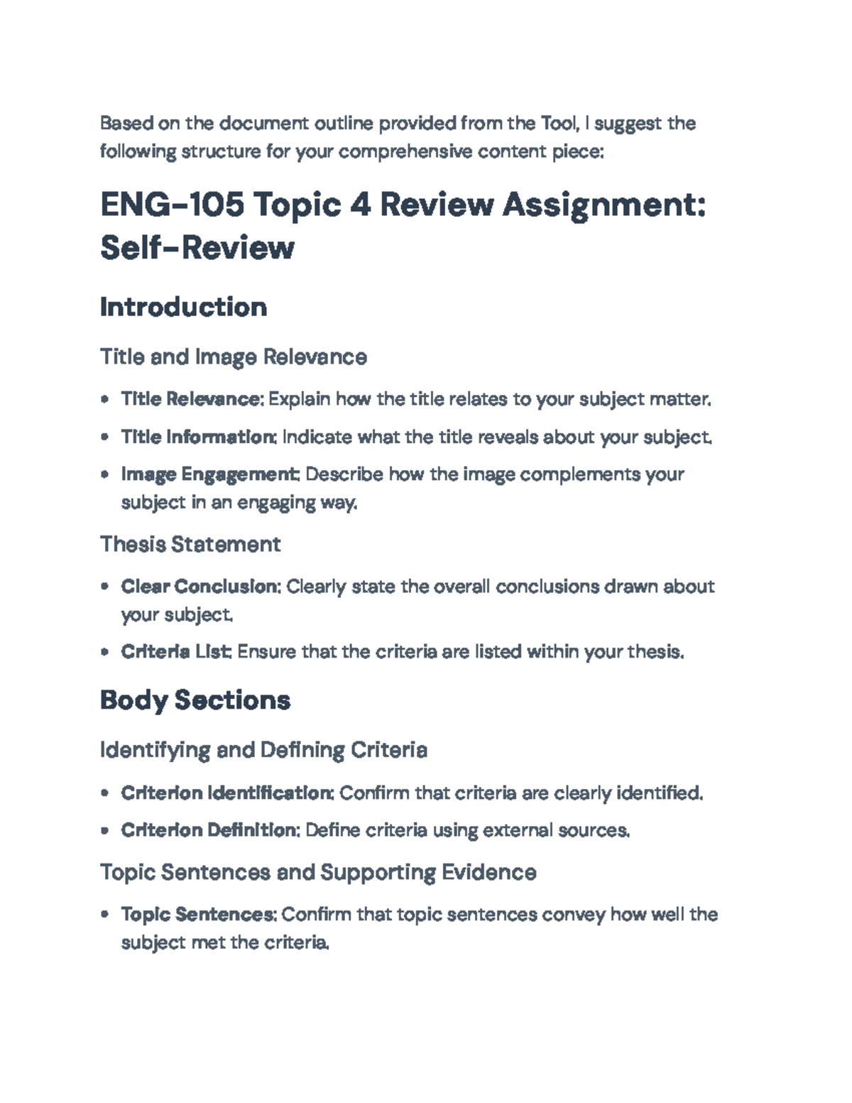 ENG-105 Topic 4 Self-Review Assignment Guidelines and Reflections ...