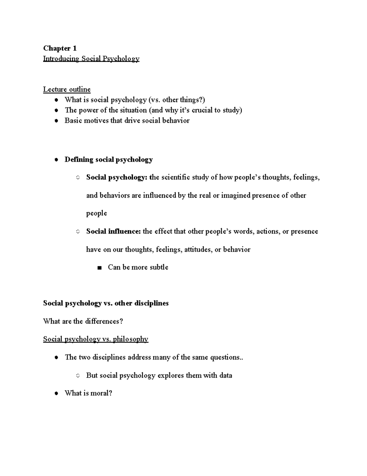 Social Psychology: Lecture Notes on Theories & Research Methods (PSY ...