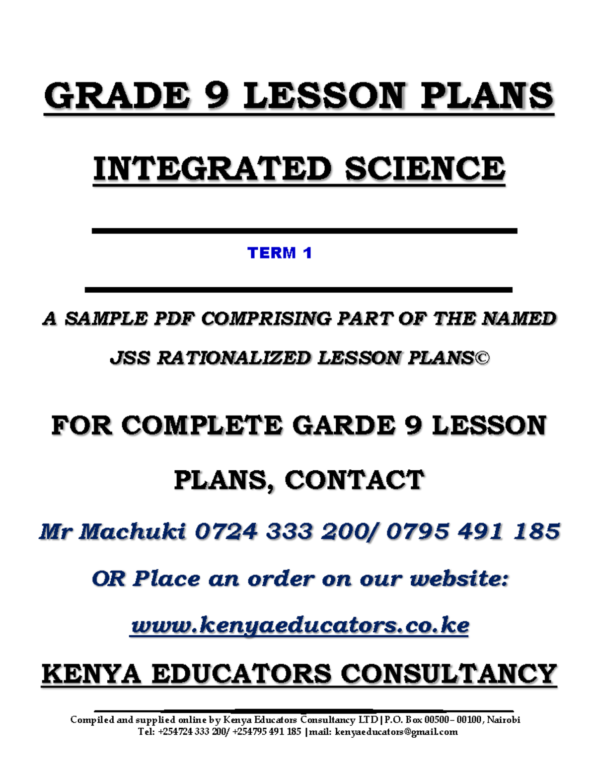 KJSEA Grade 9 T1 Integrated Science Lesson Plans on Atomic Structure - Studocu