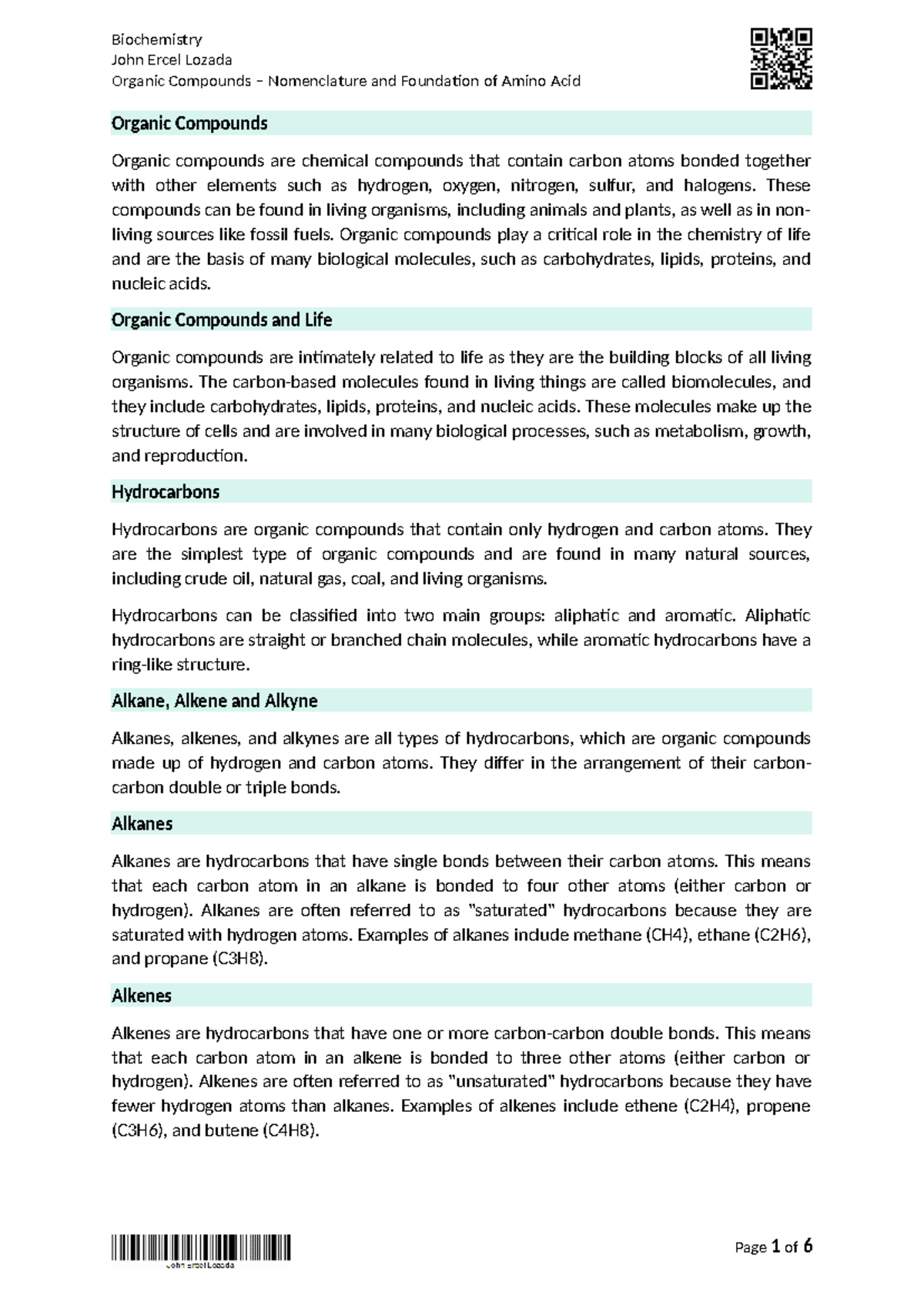 Organic Chemistry - Lesson: Nomenclature of Organic Compounds and Amino ...