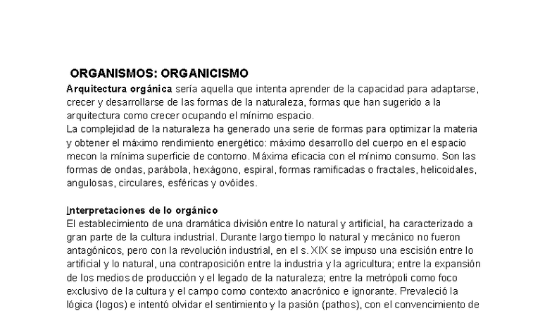 Histo 4: Resumen sobre Organicismo y Surrealismo en Arquitectura - Studocu
