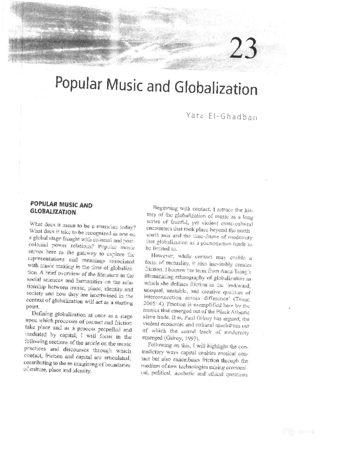 23 Popular Music and Globalization: Analyzing Contact and Friction ...