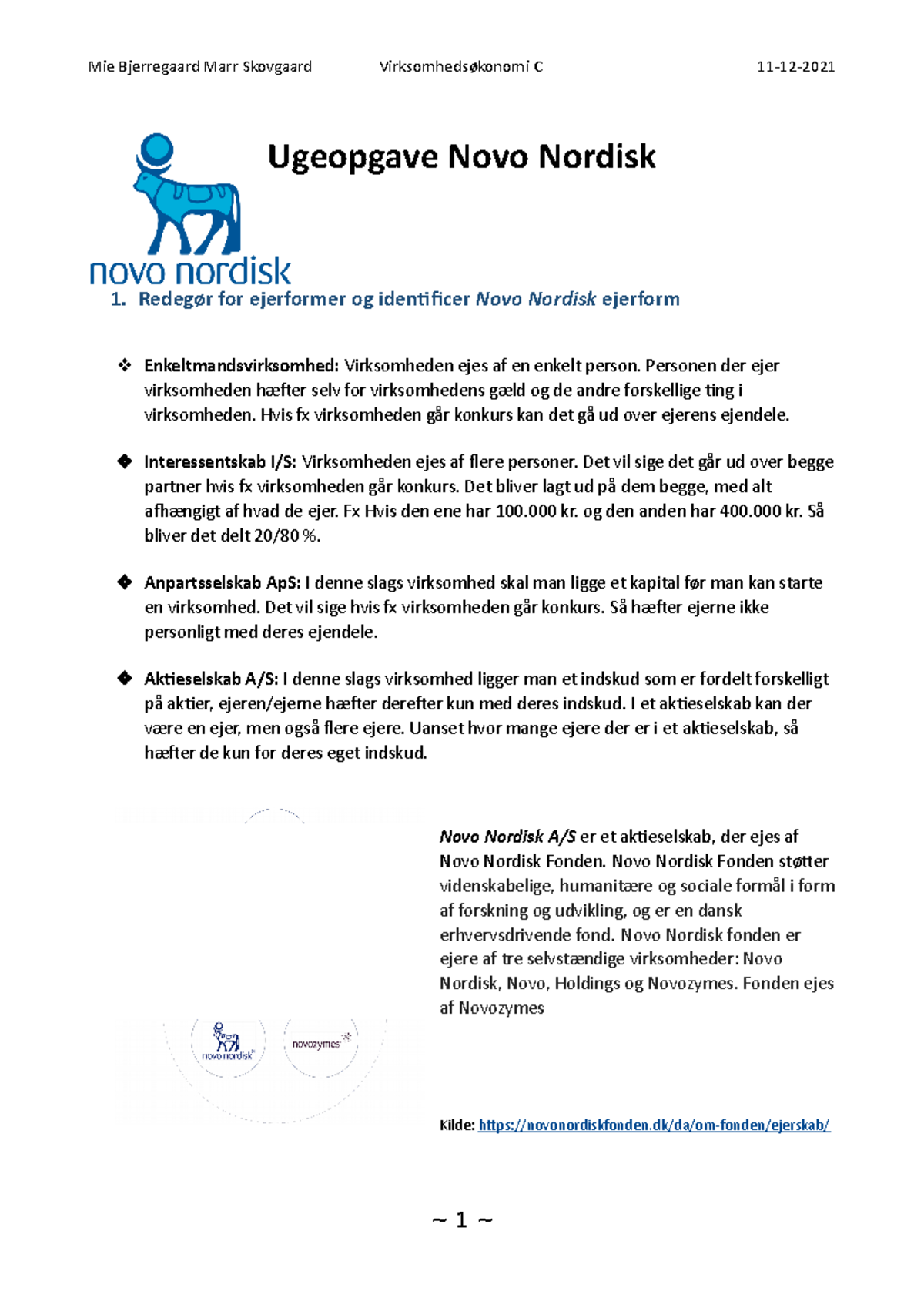 Ugeopgave Novo Nordisk - Mie Bjerregaard Marr Skovgaard ...