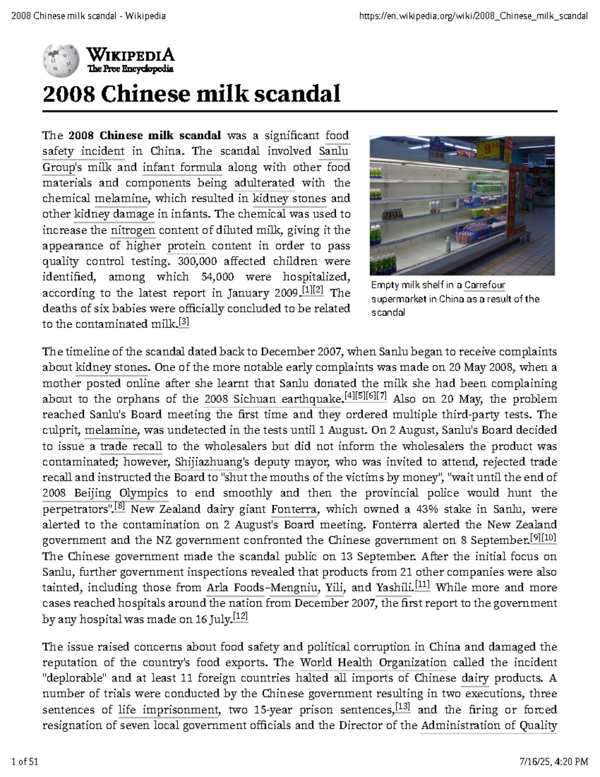 2008 Chinese Milk Scandal: A Comprehensive Overview of Events and ...