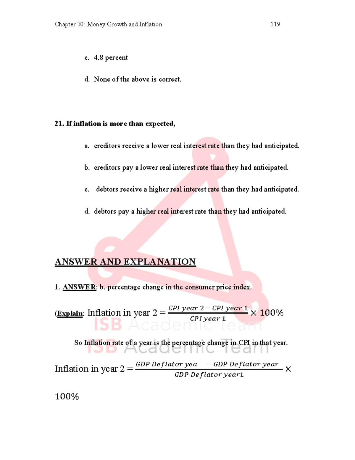 Chapter 30: Money Growth and Inflation - Key Concepts and Answers - Studocu
