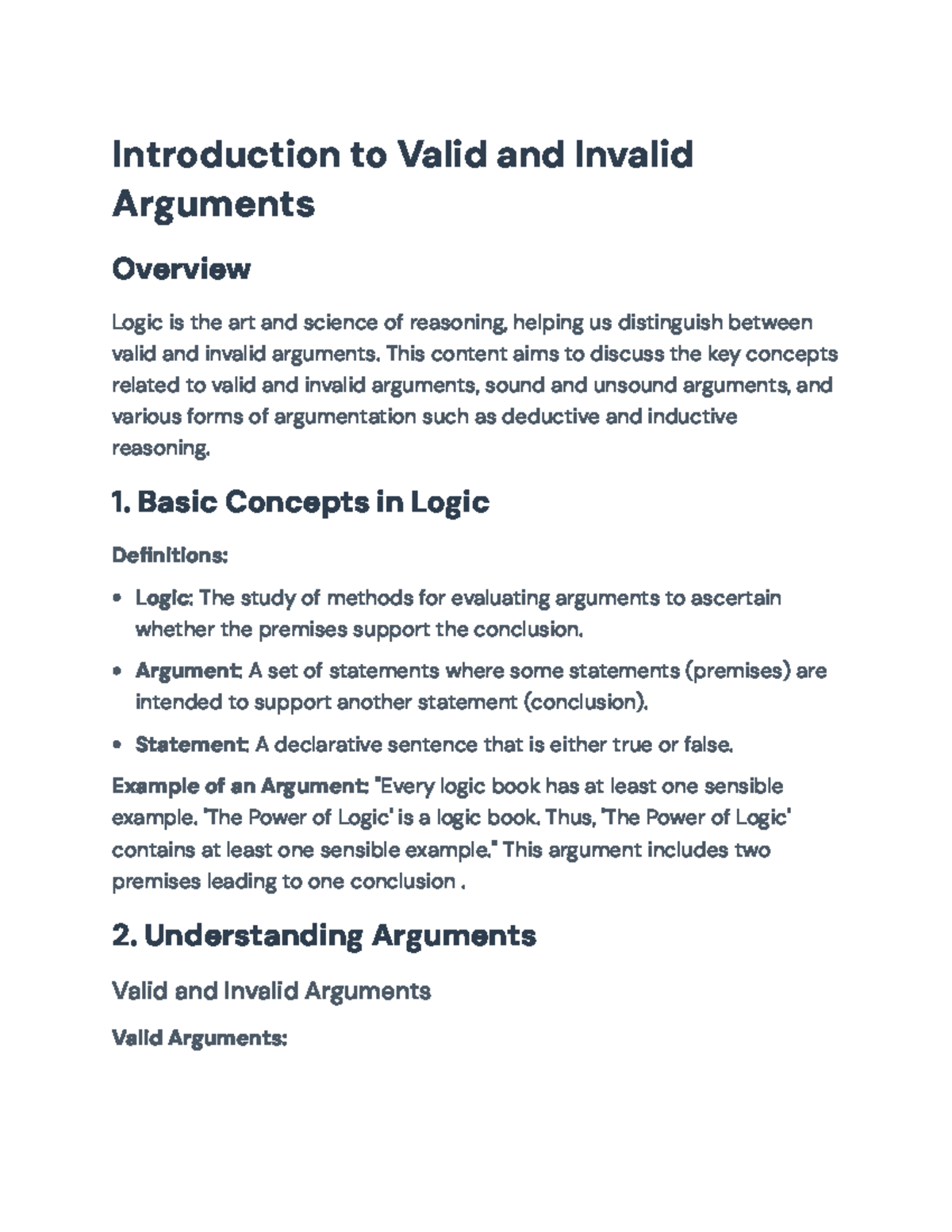Introduction to Valid and Invalid Arguments: Key Concepts in Logic ...