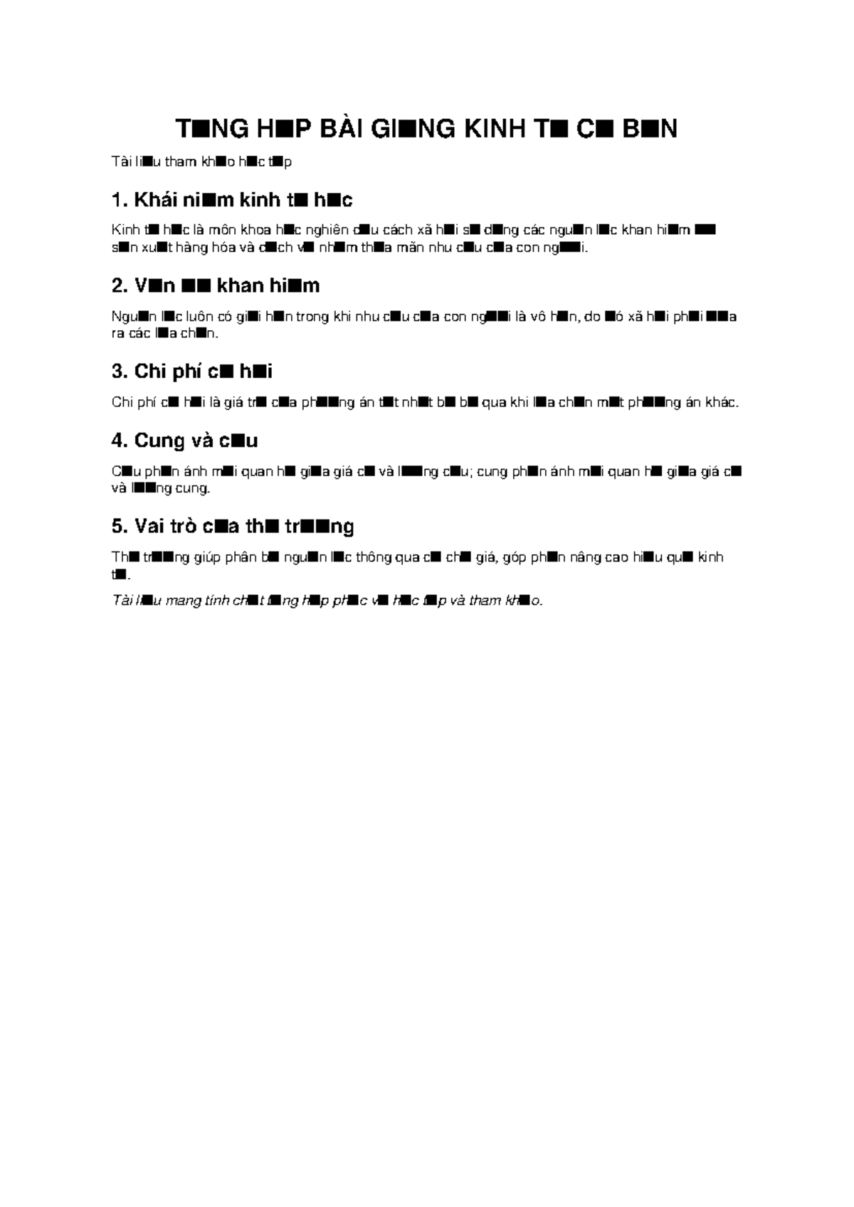 Tong hop bai giang Kinh te co ban - TnNG HnP BÀI GInNG KINH Tn Cn BnN ...