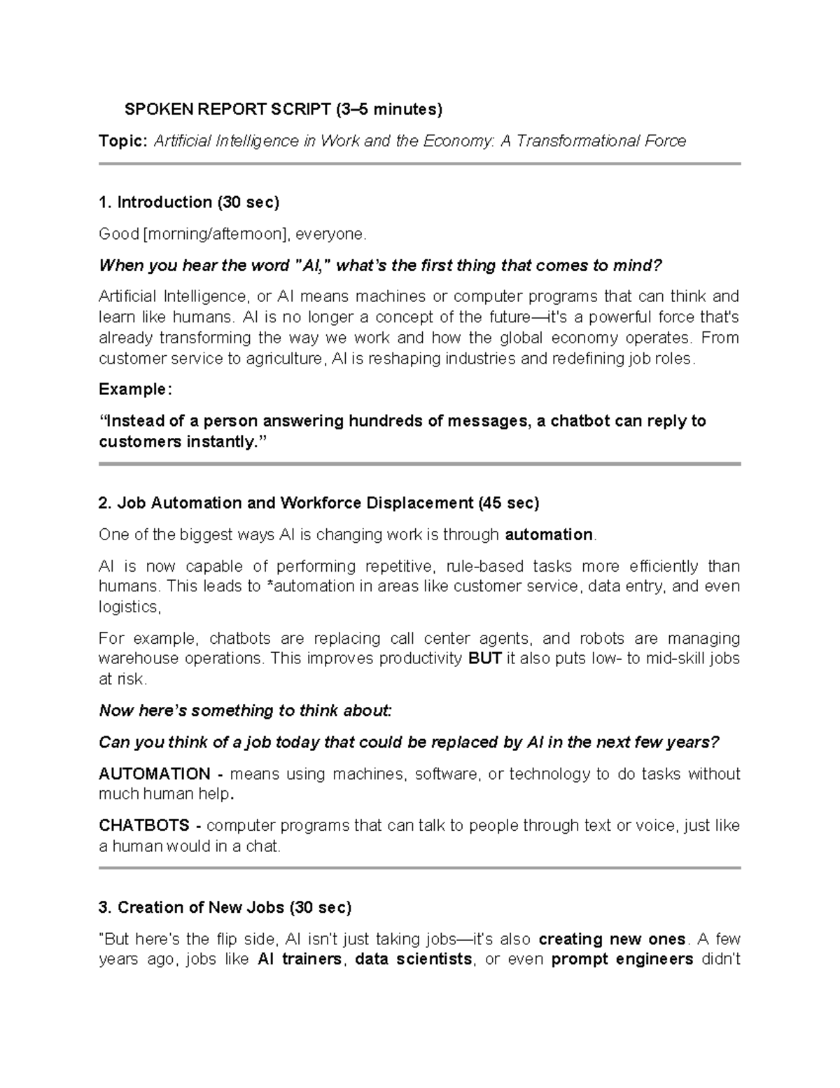 AI in Work and Economy: Transformational Impact Report - Studocu
