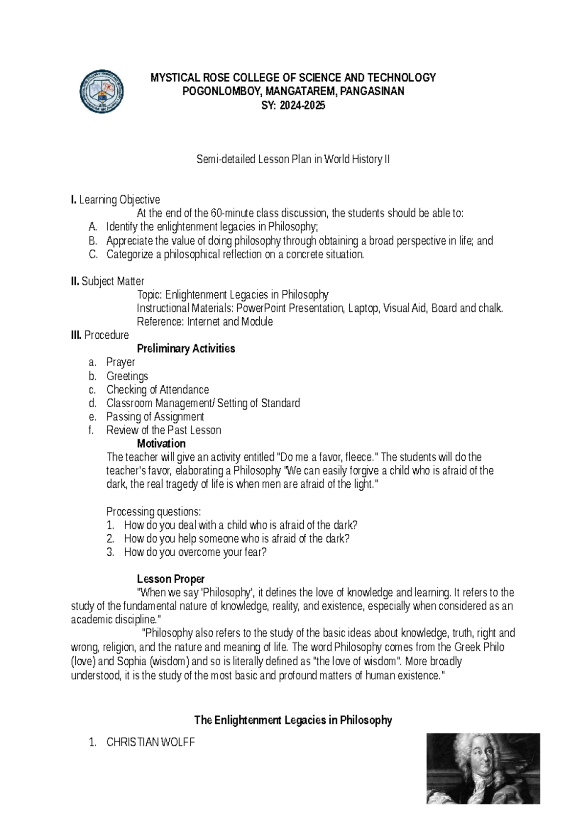 SLP World History II: Enlightenment Legacies in Philosophy Lesson Plan ...