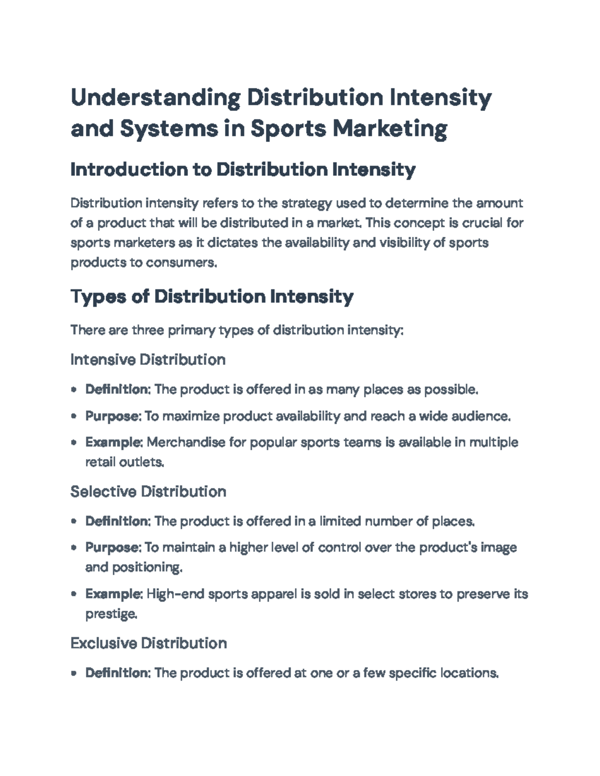 Understanding Distribution Intensity and Systems in Sports Marketing ...