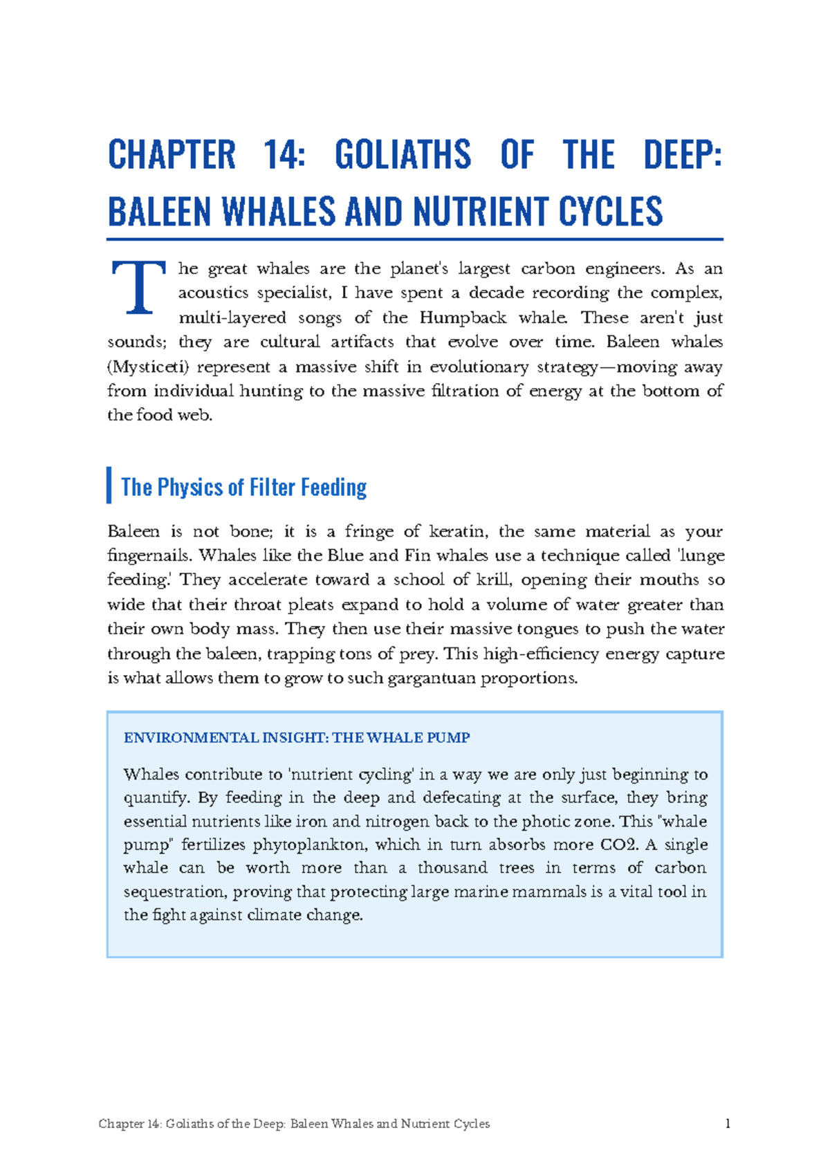 CHAPTER 14: BALEEN WHALES & NUTRIENT CYCLES IN THE OCEAN - Studocu