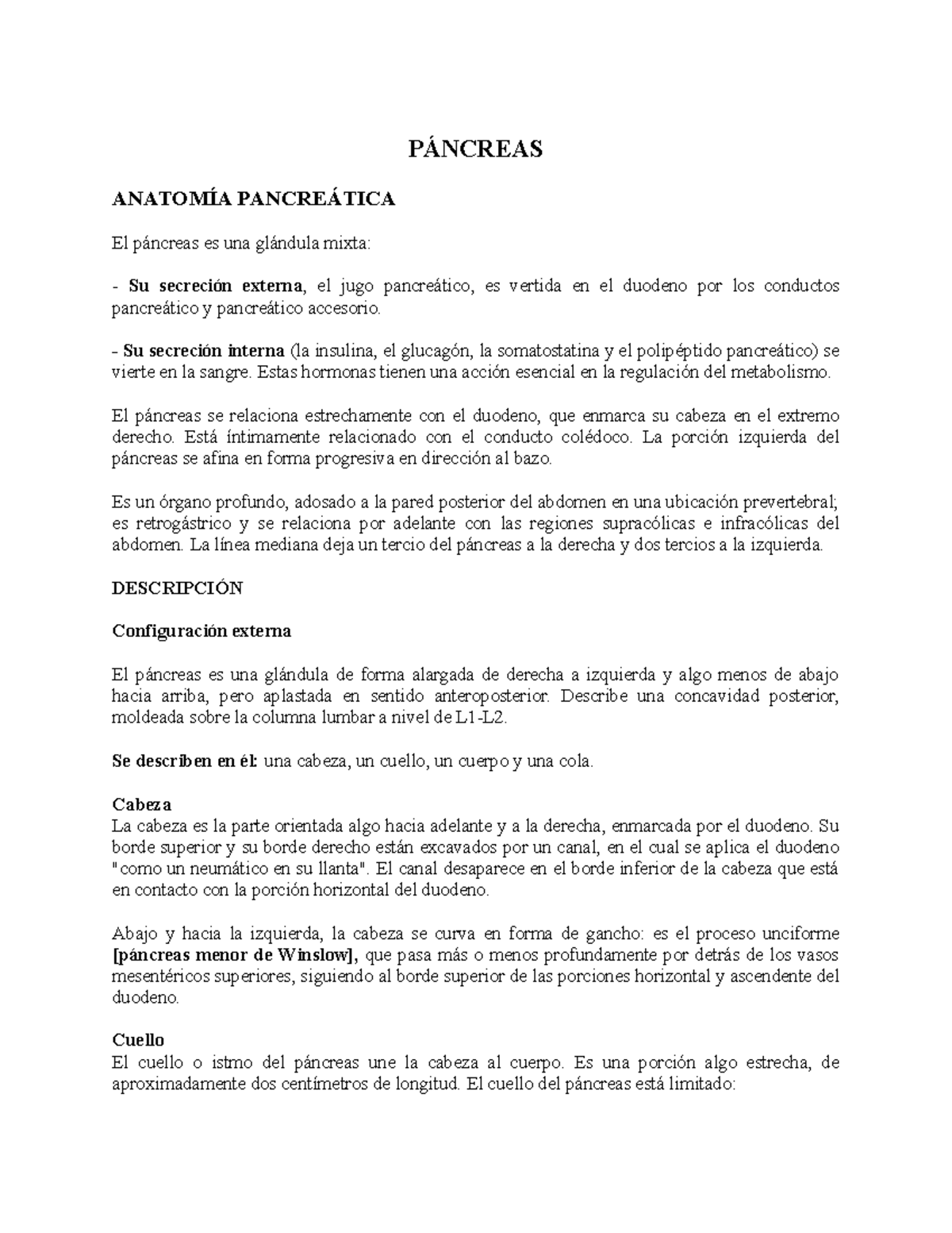 Pancreas anatomia, irrigacion, inervacion y fisiologia - El es una ...