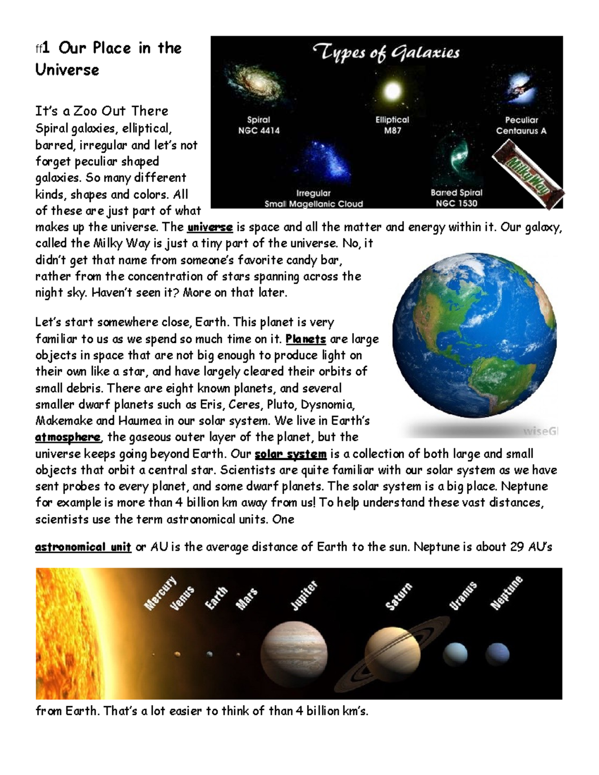 EE 6 Our Place in the Universe: Exploring Galaxies and Planets - Studocu
