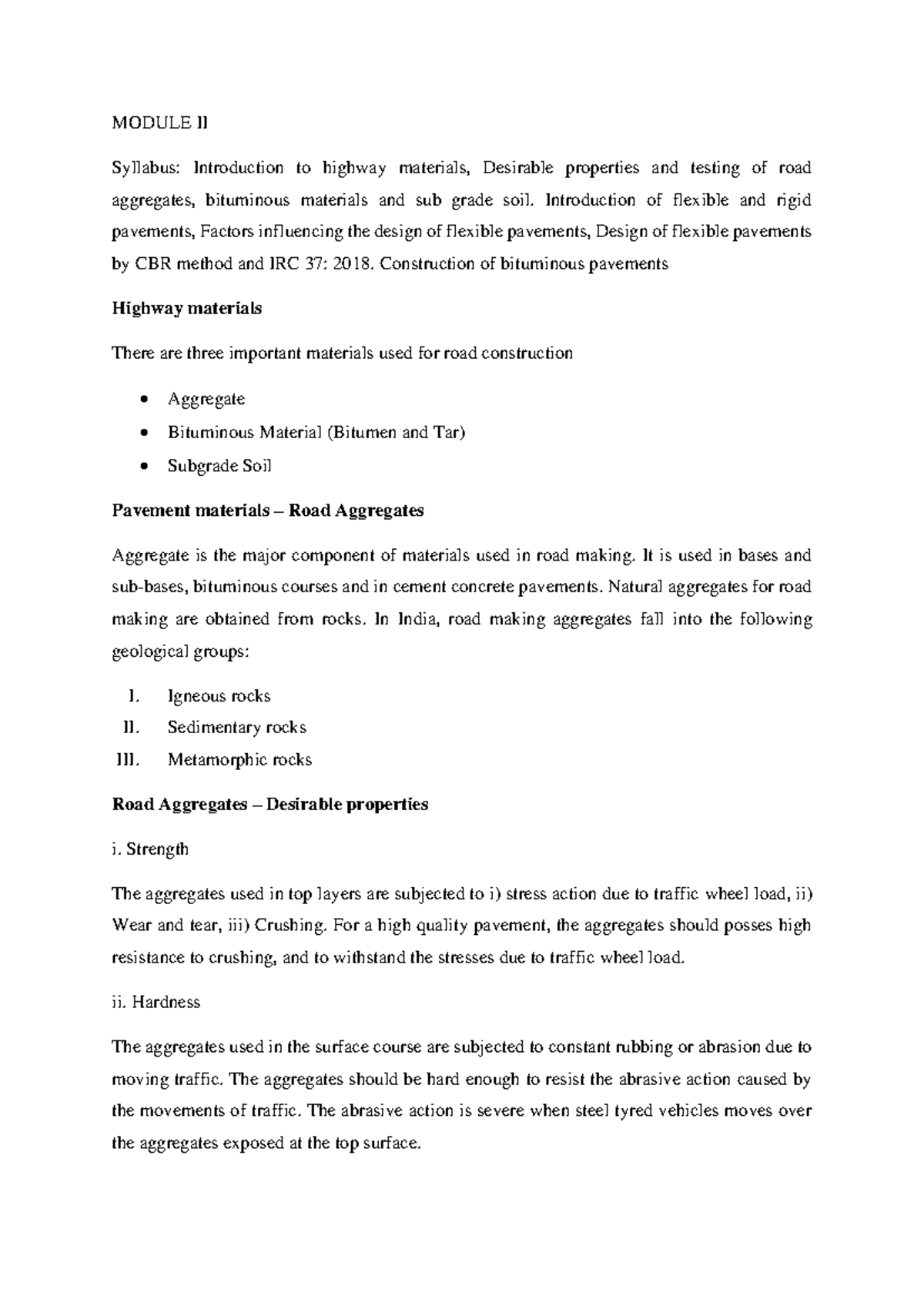 S4 Transport Engineering Module II: Highway Materials & Pavements - Studocu