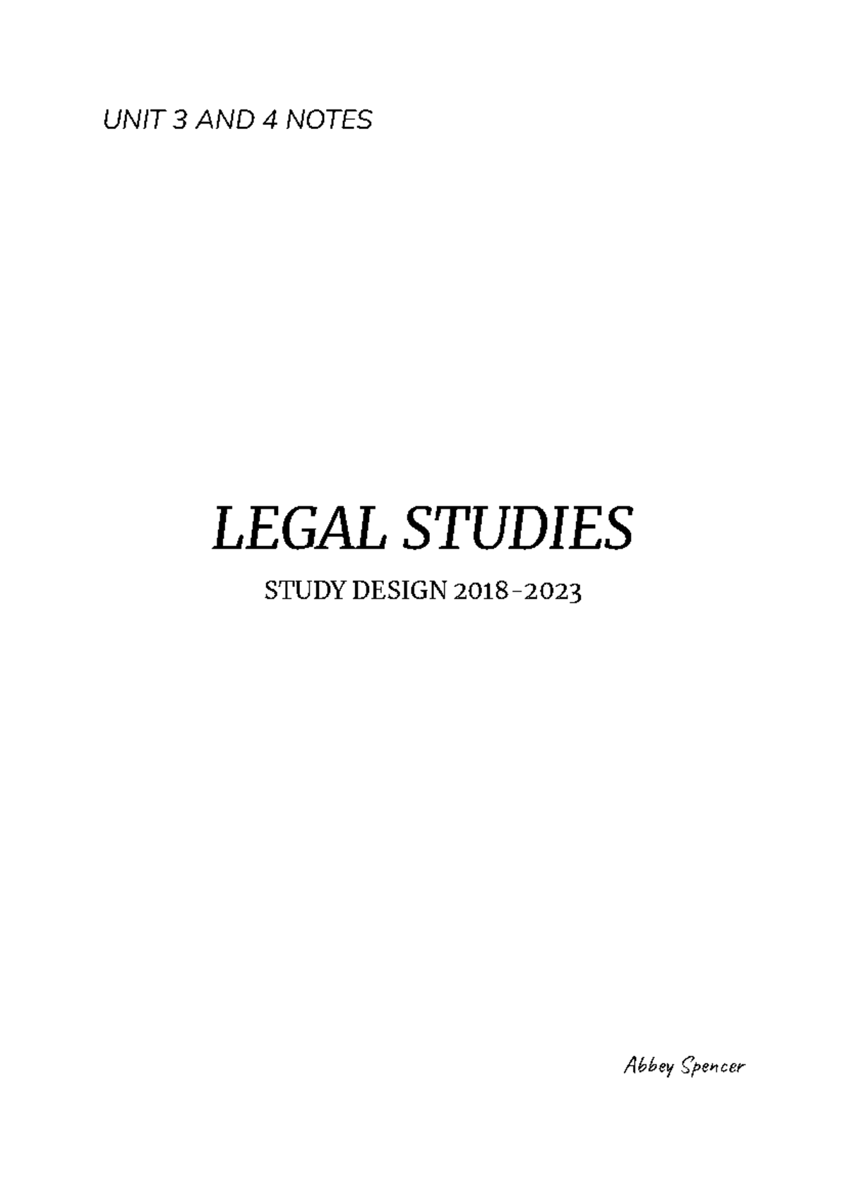 Legal Studies Unit 3 & 4 Study Notes 2018 - Studocu