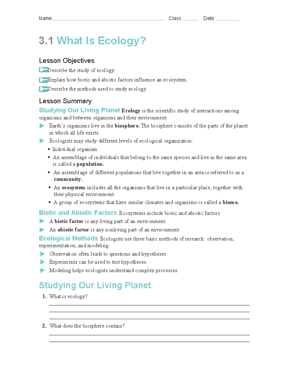 D0794577 C03 L01 Lesson Review Workbook A - Name Class Date 3 What Is ...
