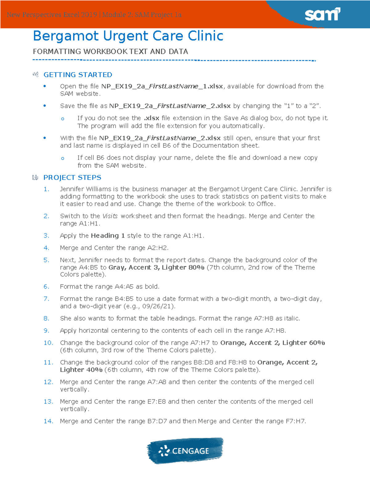 NP 2019 Excel Module 2 Project 1a Formatting Instructions - Studocu