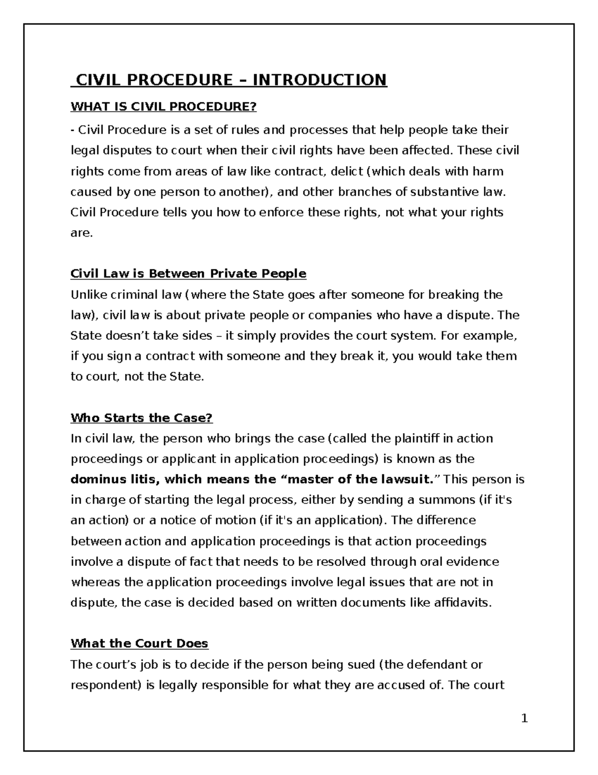 CIVIL PROCEDURE 101: An Introductory Guide to Key Concepts - Studocu