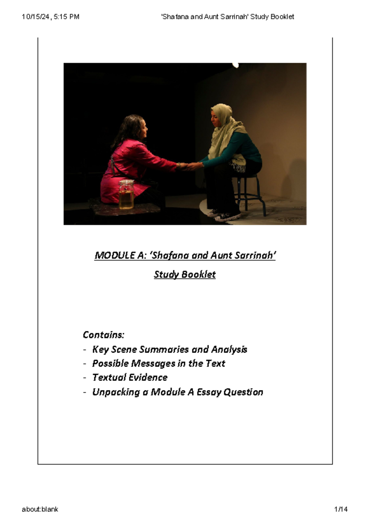 'ENG 101: Study Guide on Shafana and Aunt Sarrinah - Key Themes ...