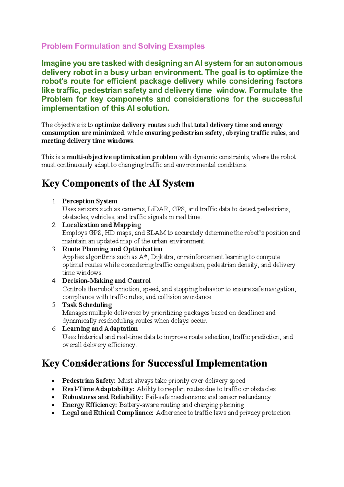 Unit 1: Problem Formulation & Solutions for AI Systems - Studocu
