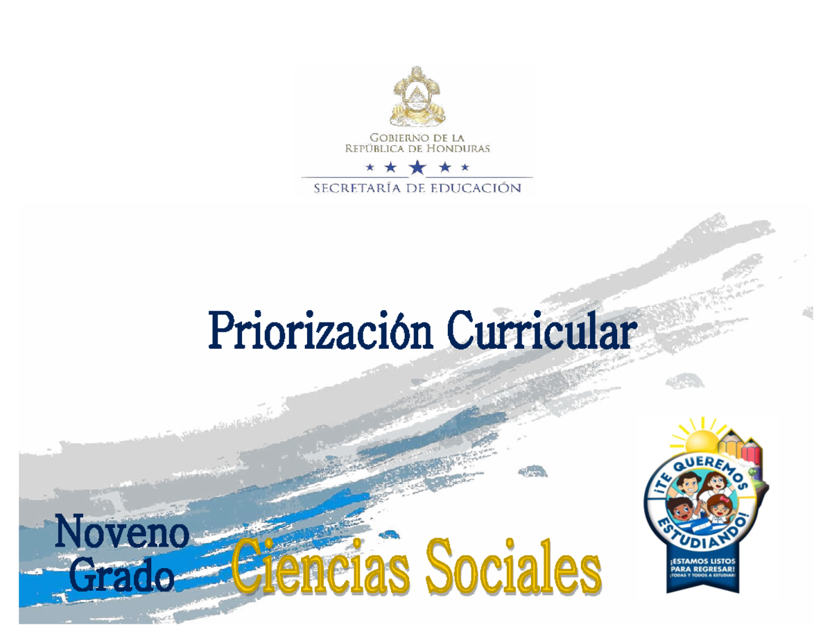 9° Grado - Priorización Curricular en Ciencias Sociales, 2021 - Studocu