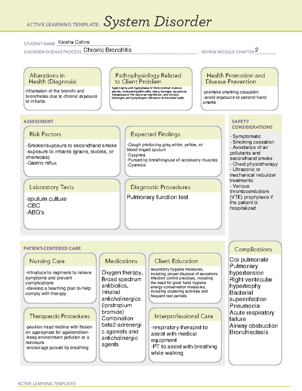 KC Chronic Bronchitis Active Learning Template - Comprehensive Guide ...