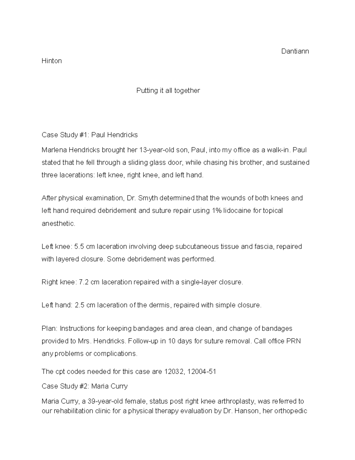 Lab 6.1: Case Studies in CPT Coding & Surgical Procedures - Studocu